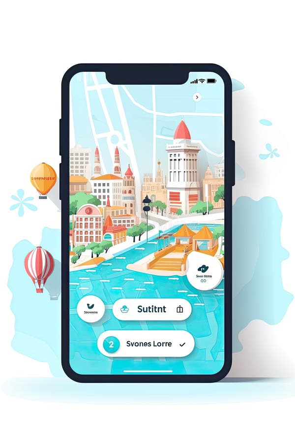 Digital Maps for Smartphone Concept Stock Illustration - Illustration ...
