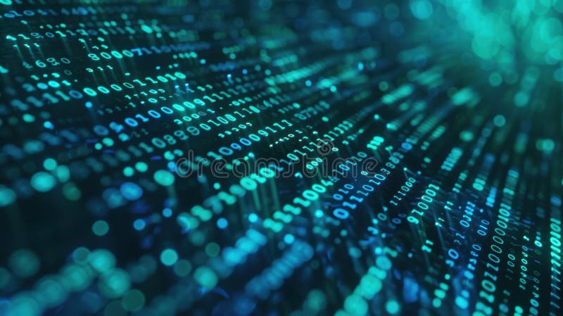 Digital Market Numbers Rising in Vibrant Green Light Stock Illustration ...