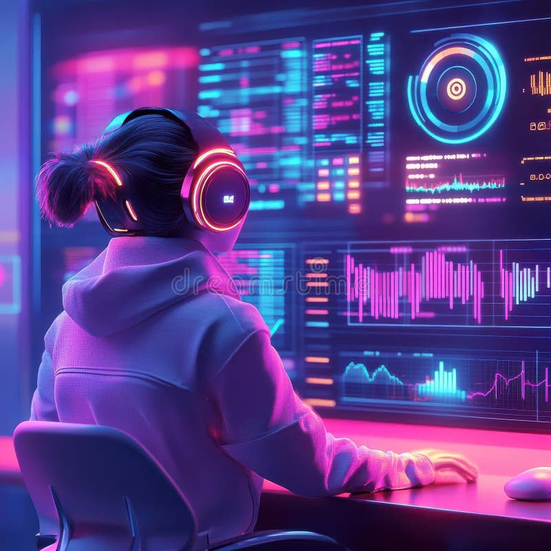 Digital Marketer Tracking Retargeting Ad Clicks on a Performance Dashboard, Futuristic Design ...