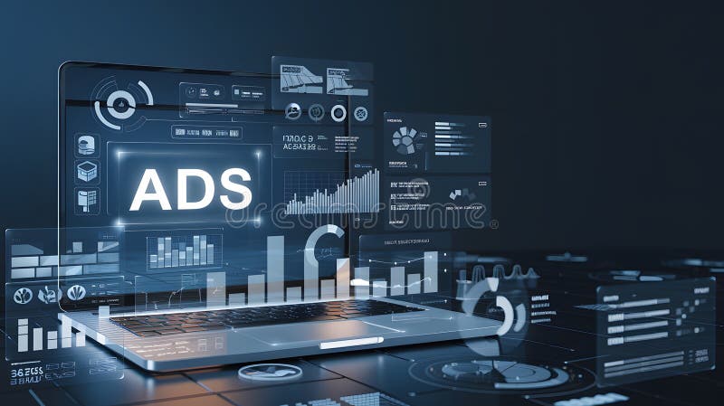 Digital Marketing Ads Campaign Laptop Analytics Data Visualization ...