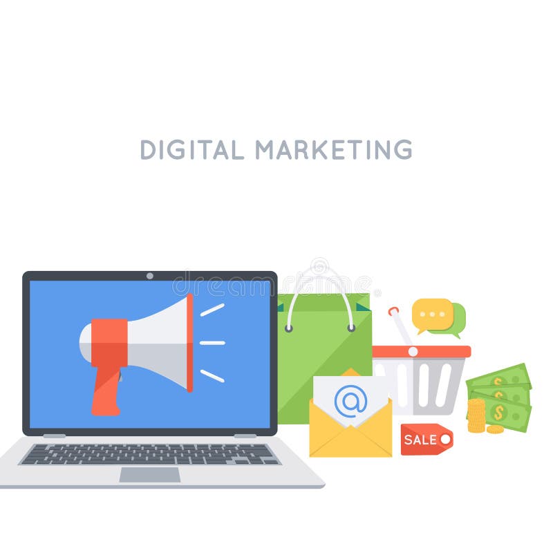 Digital Marketing Background Stock Vector - Illustration of technology ...