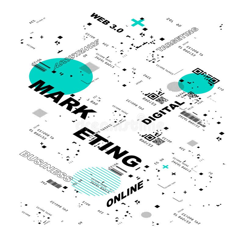 Digital Marketing Black Isometric Pattern Stock Vector - Illustration ...