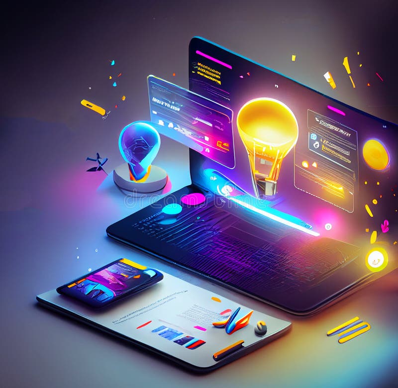 Digital Marketing Concept Background. Illustration AI Generative Stock ...