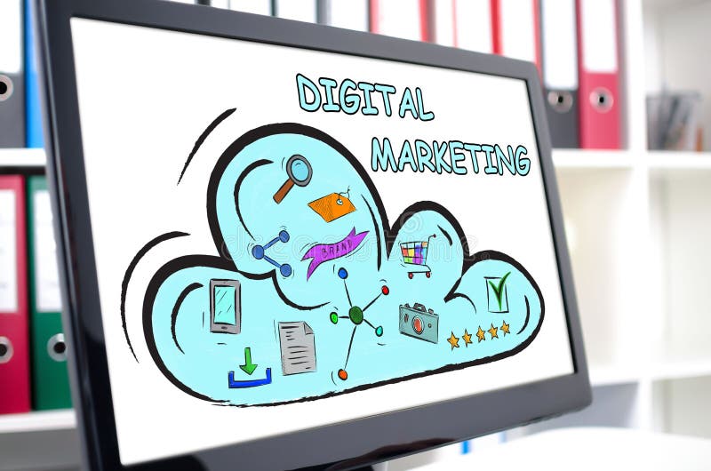 Digital Marketing Concept on a Computer Screen Stock Image - Image of ...