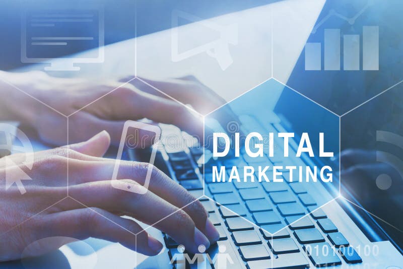 Digital Marketing Concept Diagram with Icons Stock Photo - Image of ...