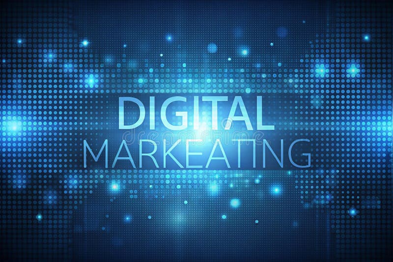 Digital Marketing Concept Glowing Blue Abstract Background Stock ...