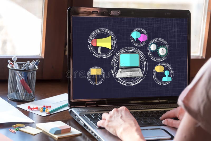 Digital Marketing Concept on a Laptop Screen Stock Image - Image of ... Digital Marketing Concept on a Laptop Screen Stock Image - Image of ...