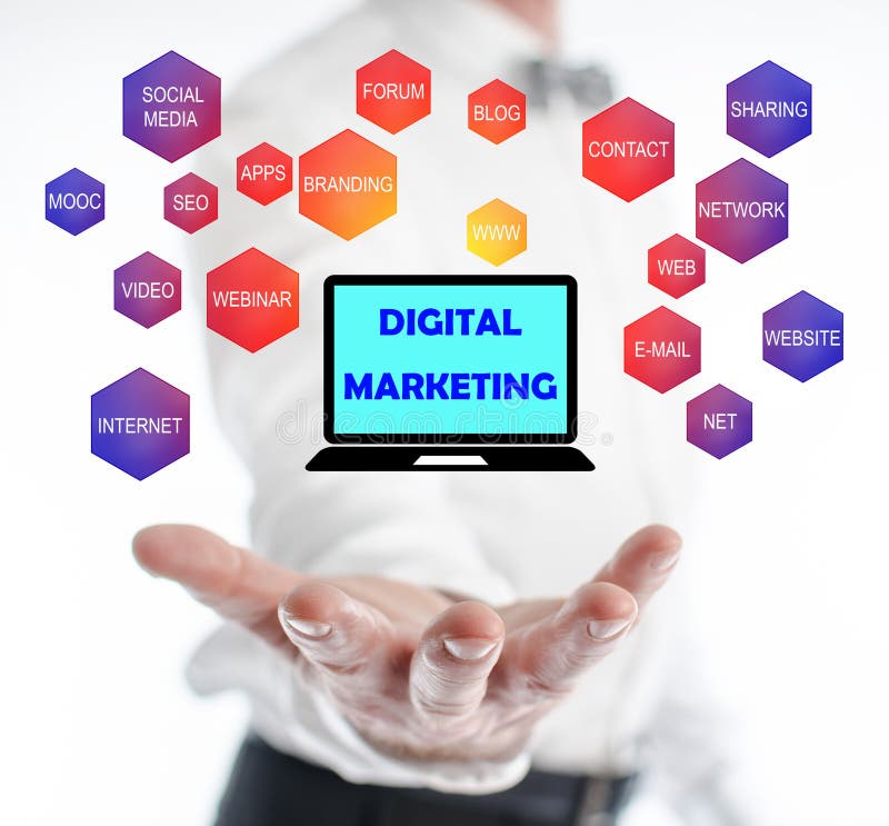 Digital Marketing Concept Levitating Above a Hand Stock Image - Image ...