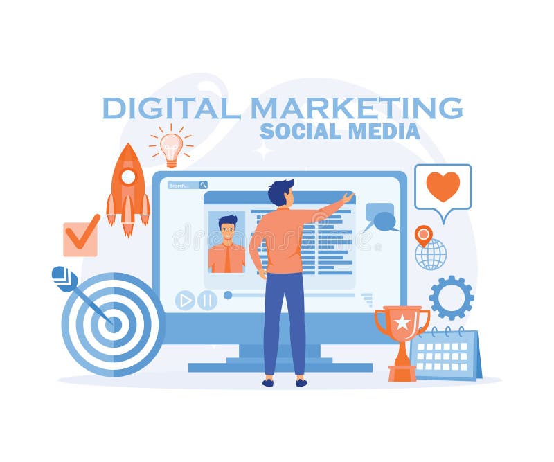 Digital Marketing Concept. Social Network and Media Communication Stock ...