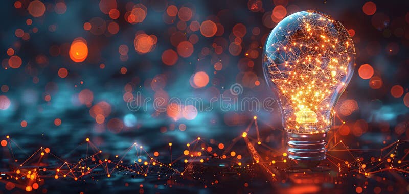 The Glow Light Data Digital Marketing Analysis Graph with Light Bulb in ...