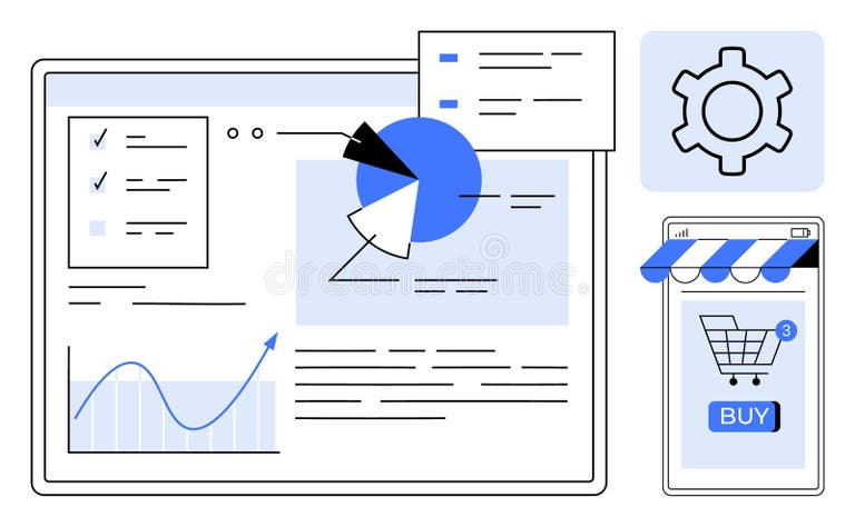 Digital Marketing Dashboard with Analytical Data Charts and Online ...