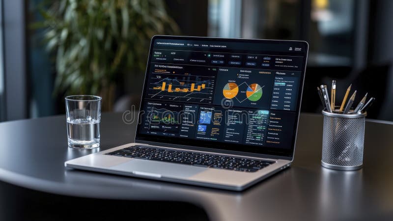Digital Marketing Dashboard Insights Office Data Visualization Modern Workspace Close-up ...