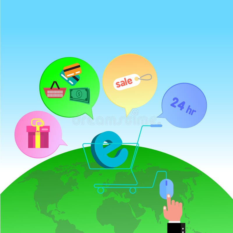 Digital Marketing Design, Shopping and Ecommerce Concept, Illustration ...