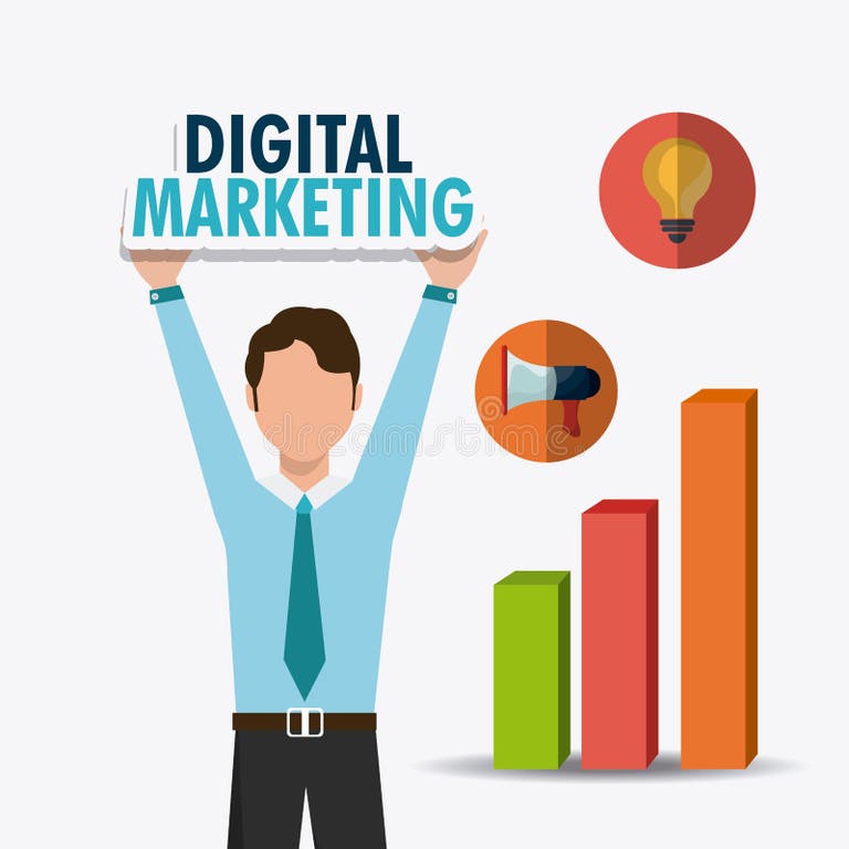 Digital marketing design stock vector. Illustration of employee - 60907259