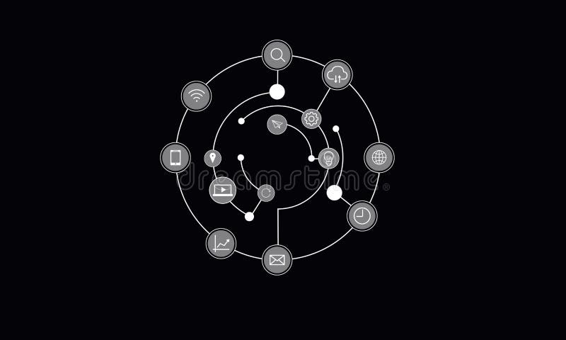 Digital Marketing Directions. Scheme with Icons on Background Stock ...