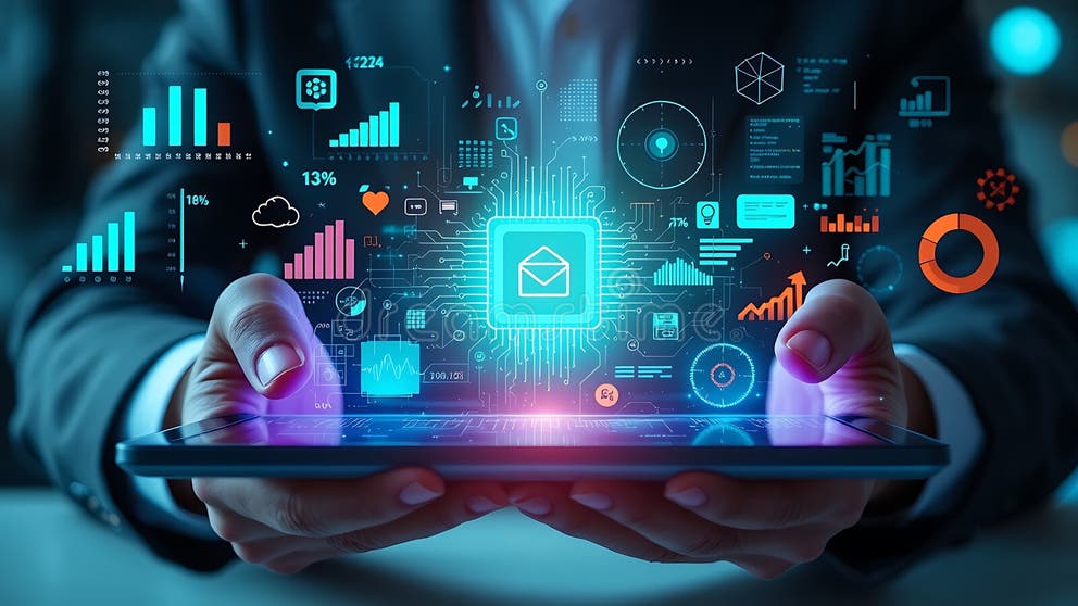 Digital Marketing Email Analytics Dashboard Visualization on Tablet ...