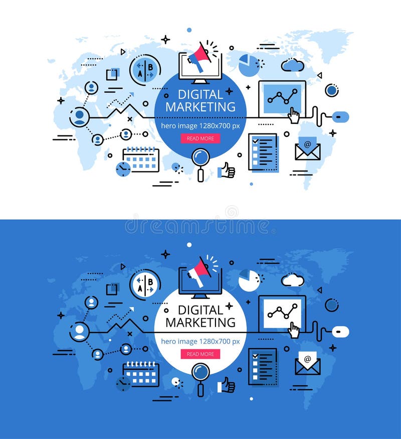 Digital Marketing. Flat Line Color Hero Images and Hero Banners Stock ... Digital Marketing. Flat Line Color Hero Images and Hero Banners Stock ...