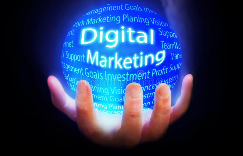 Digital Marketing Globe Background Blue Stock Illustration ...