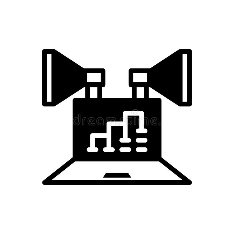 Black Solid Icon for Digital Marketing, Social and Media Stock Vector ...