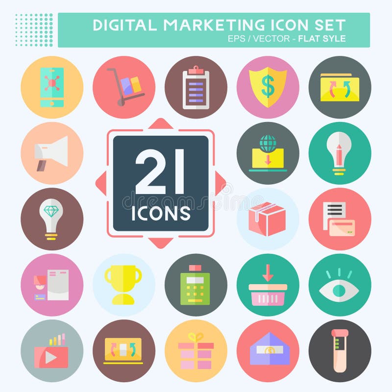 Digital Marketing Icon Set. Suitable for Web Interface Symbol. Flat ...