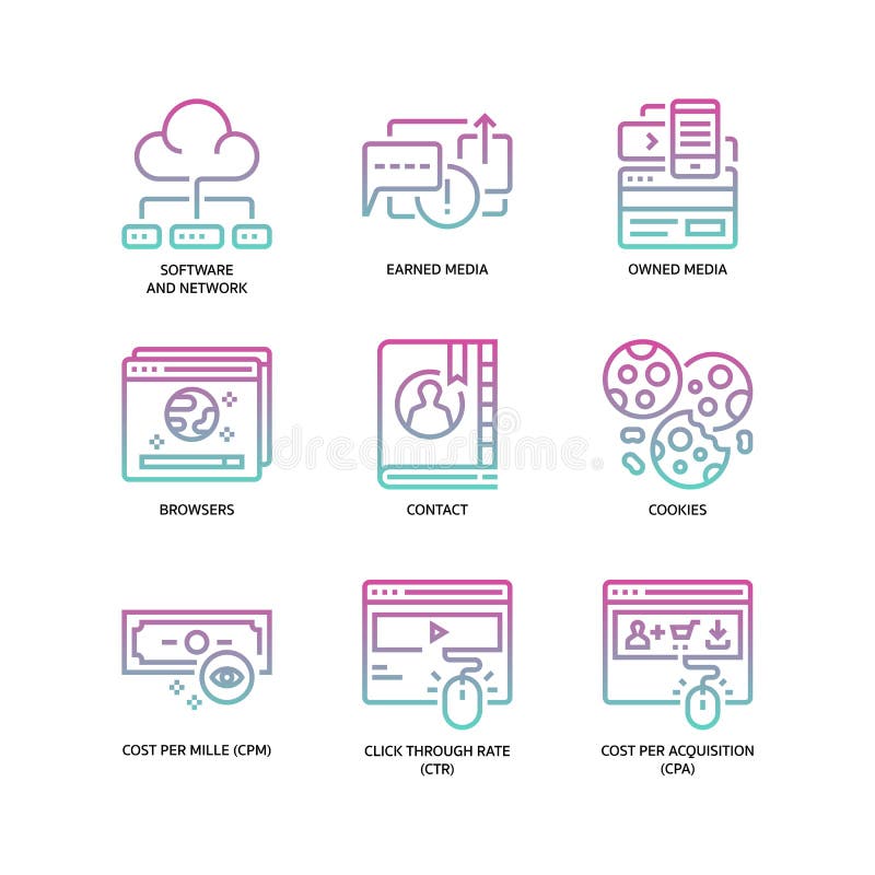 Digital Marketing Icons Set Stock Vector - Illustration of digital ...