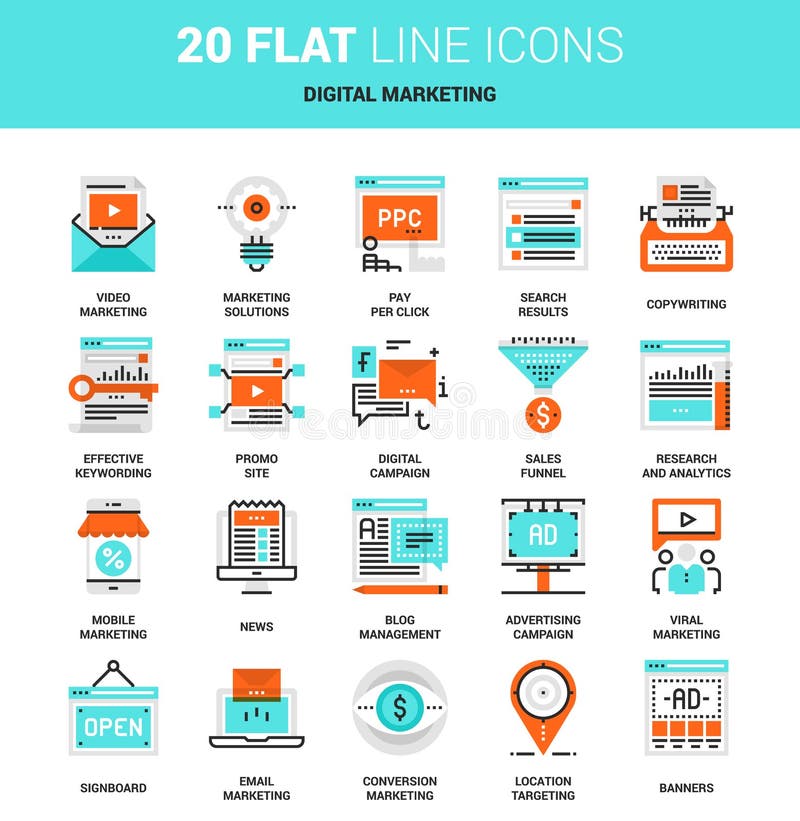 Digital Marketing Icons stock vector. Illustration of communication ...
