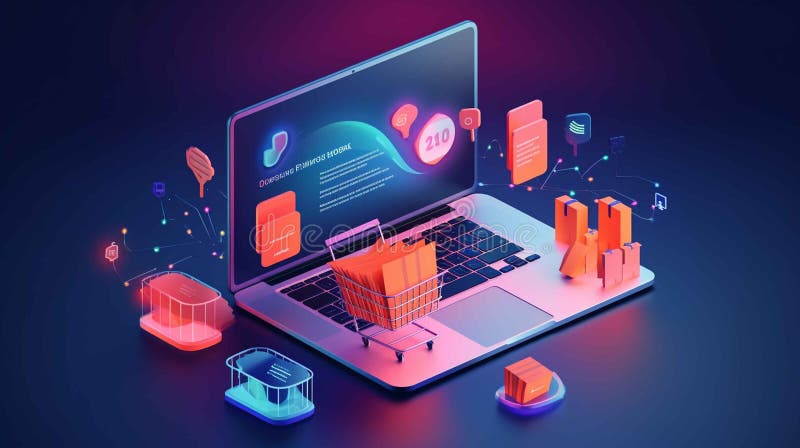 Digital Marketing Illustration - Generative Ai Art Stock Illustration ...