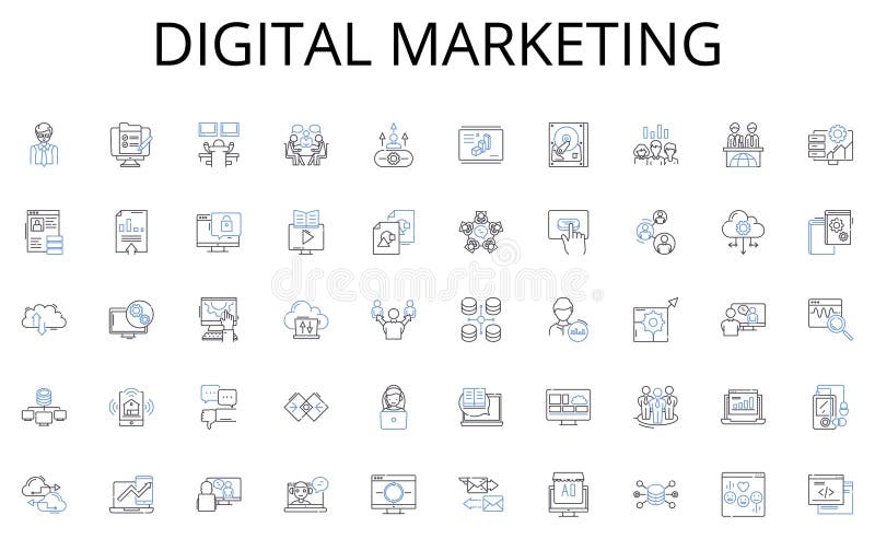 Digital Marketing Line Icons Collection. Technology, Connectivity ...