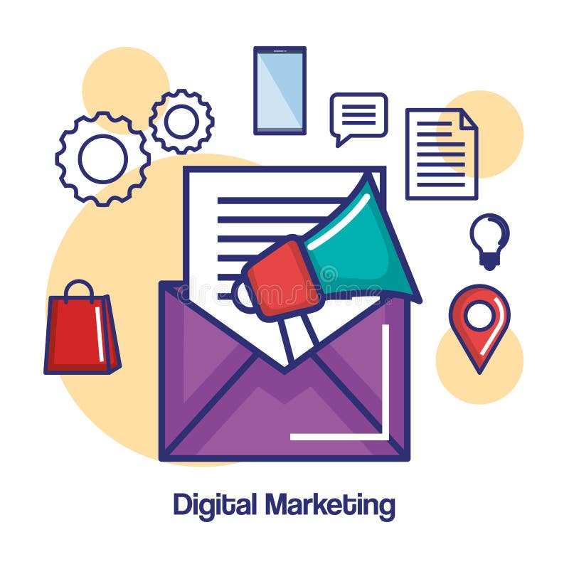 Digital Marketing Megaphone and Email Message Communication Stock ... Digital Marketing Megaphone and Email Message Communication Stock ...