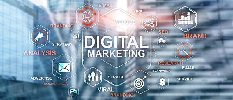 Digital Marketing. Mixed Media Business Background. Technology Stock ...