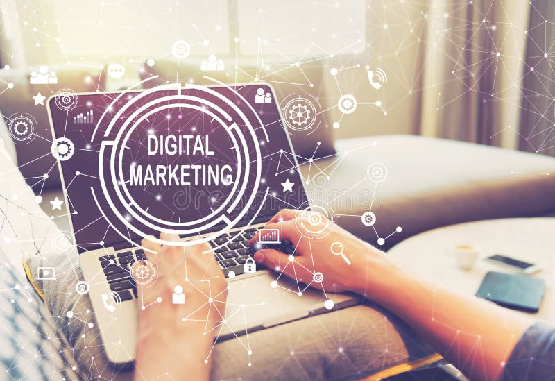 Digital Marketing with Person Using Laptop Computer Stock Image - Image ...