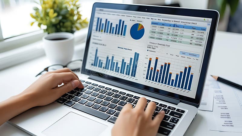 Digital Marketing with Person Using Laptop on Table Blur Background ...