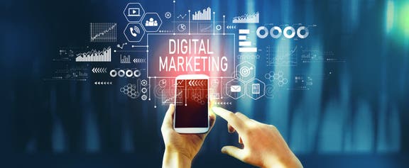 Digital Marketing with Person Using Smartphone Stock Photo - Image of ...