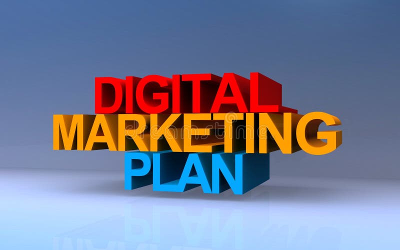 Digital Marketing Plan on Blue Stock Illustration - Illustration of ...
