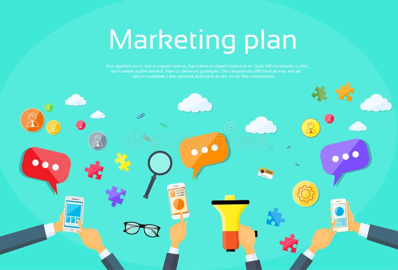Digital Marketing Plan Creative Team Flat Vector Stock Vector ...