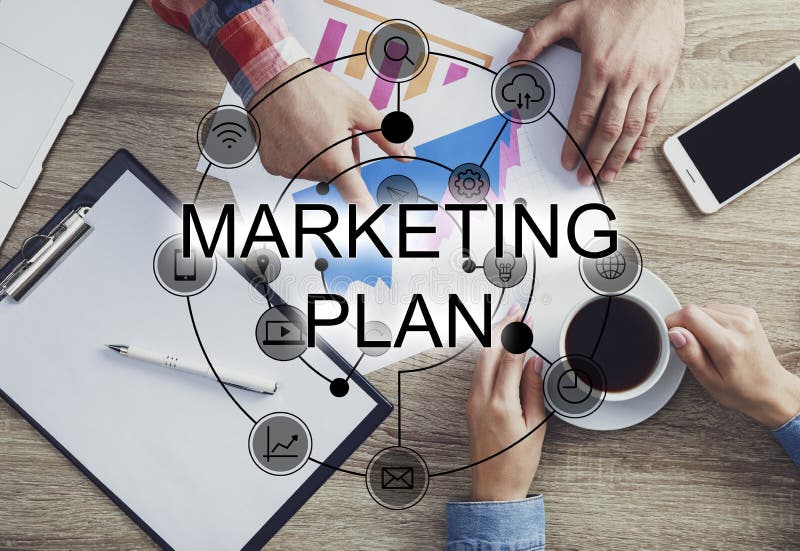 Digital Marketing Plan. People Working at Table in Office Stock Photo ...