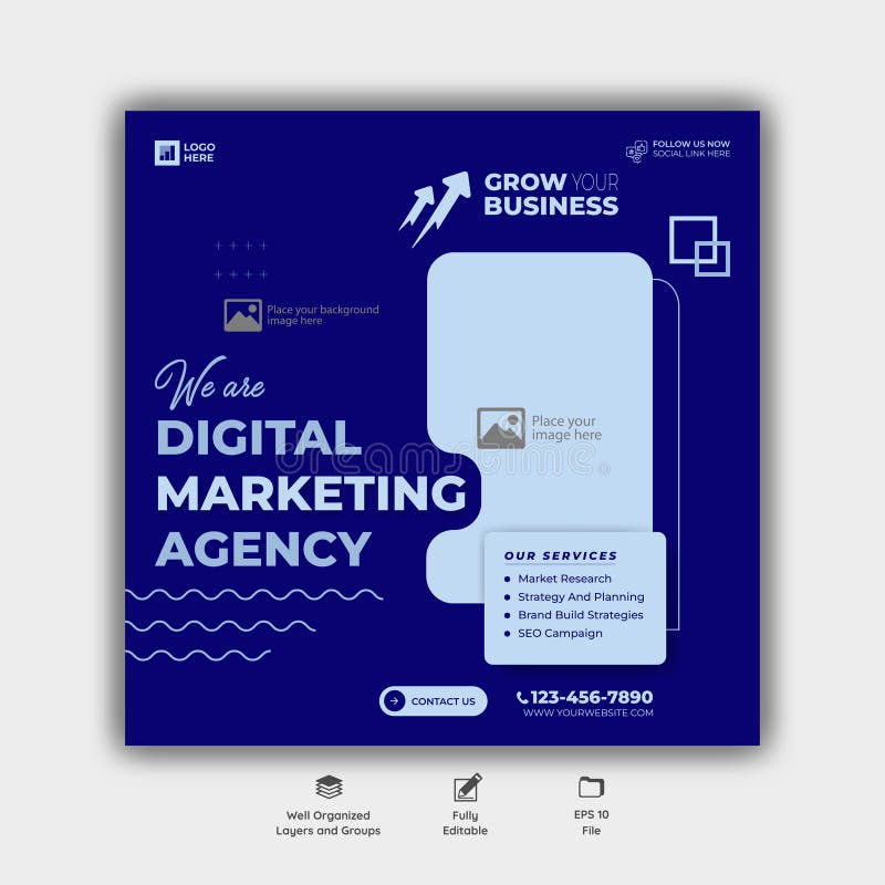Digital Marketing Post Social Media Post Template Stock Illustration ...