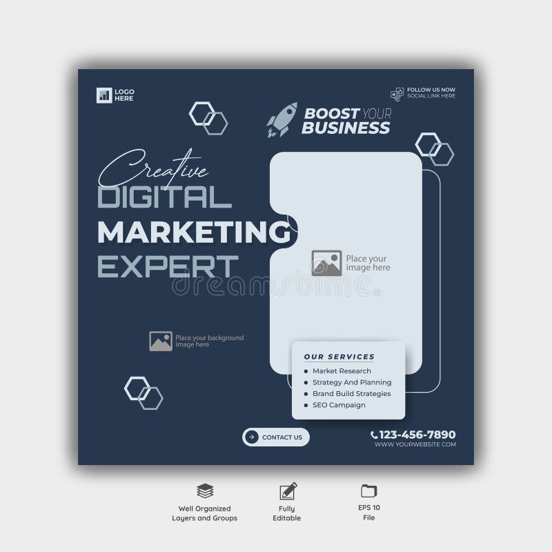 Digital Marketing Post for Social Media, Vector Stock Illustration ...