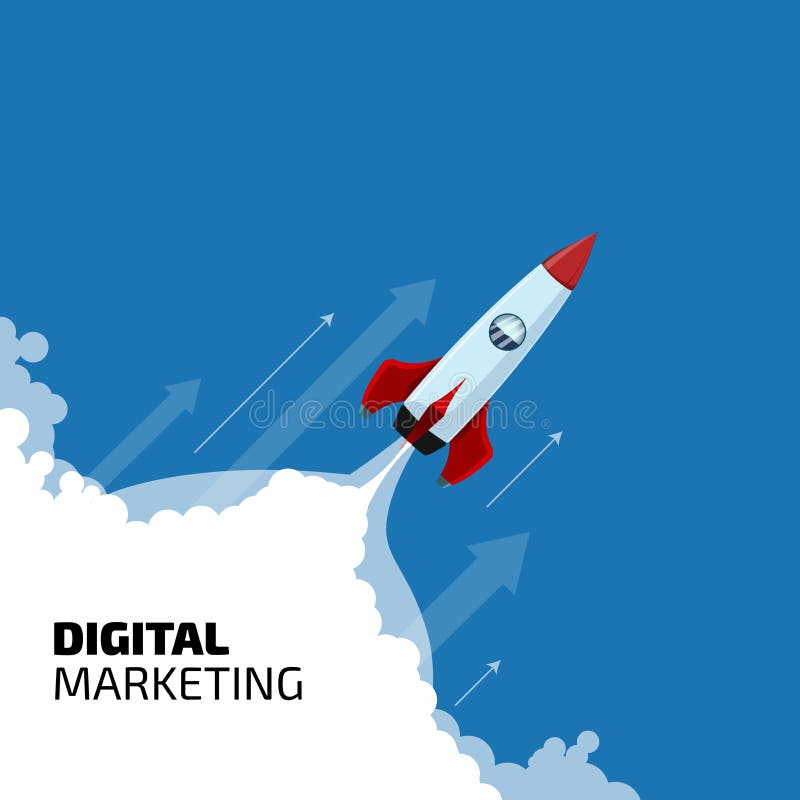Digital Marketing Poster Rocket Launcher Vector Image Stock Vector ...