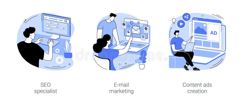 Digital Marketing Services Isolated Cartoon Vector Illustrations Se ...