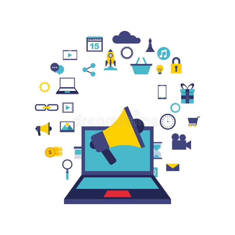 Digital Marketing Set Line Icons Stock Illustration - Illustration of ...