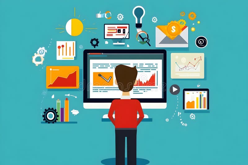 Digital Marketing Specialist Analyzing Performance Data on Computer ...