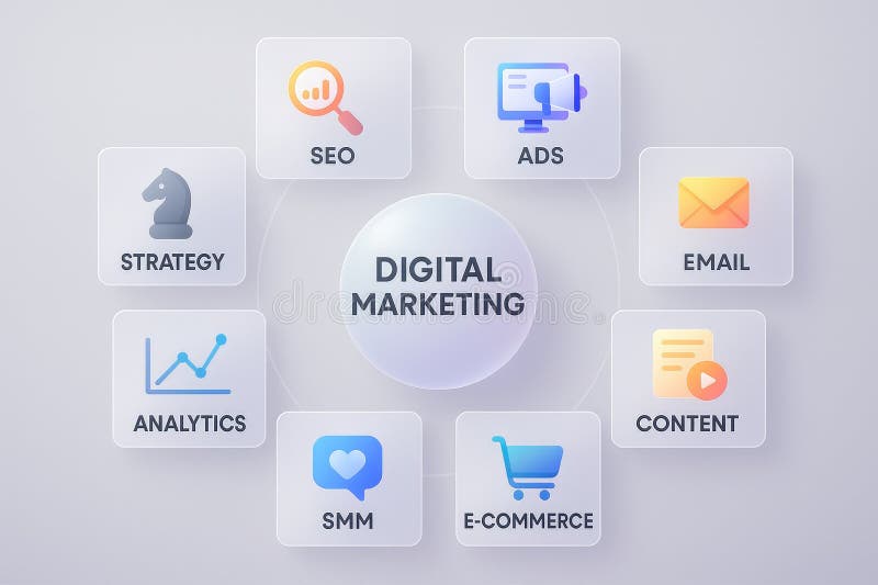 Digital Marketing Strategy Components Seo Ads Email Smm Stock ...