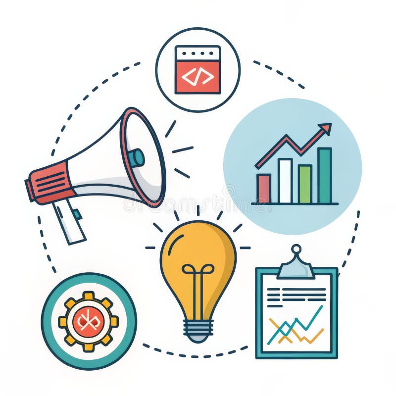 Digital Marketing Strategy Flat Design Illustration, Marketing, Growth ...