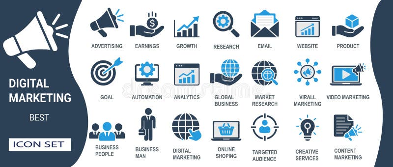 Digital Marketing Strategy Icon with Analytics, Automation, and ...