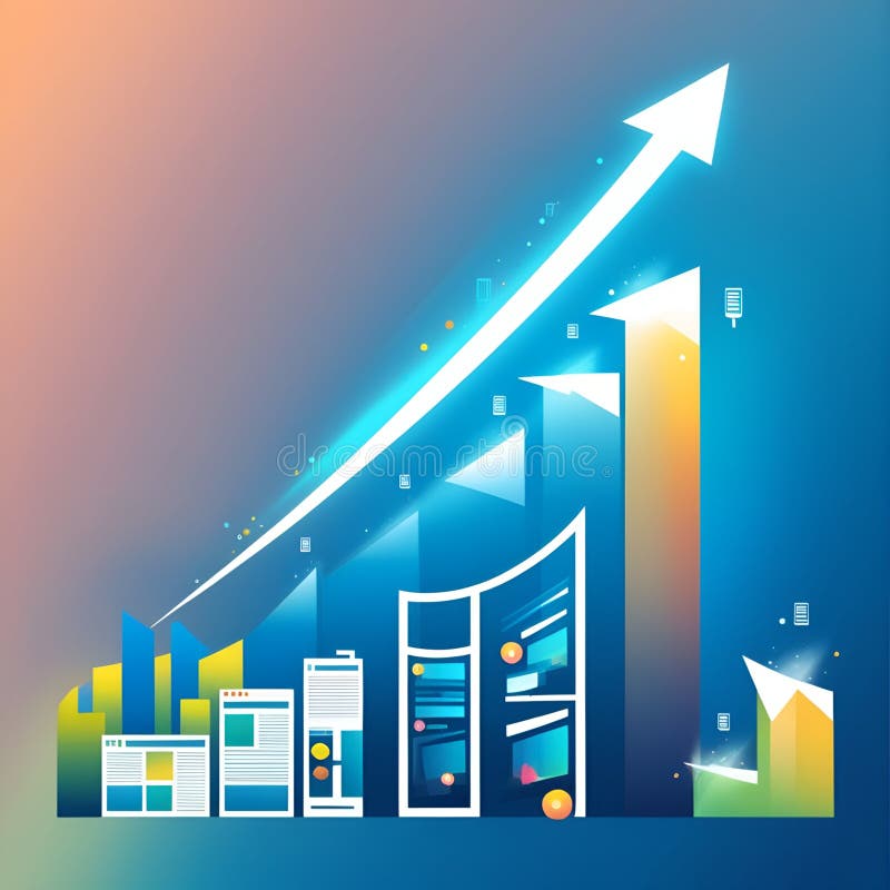 Digital Marketing Success with a Growth Chart Illustration Stock ...