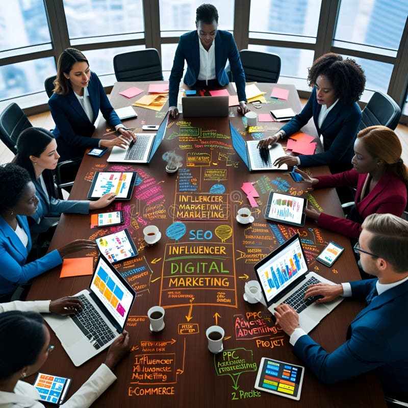 Digital Marketing Success with a Growth Chart Illustration Stock ...