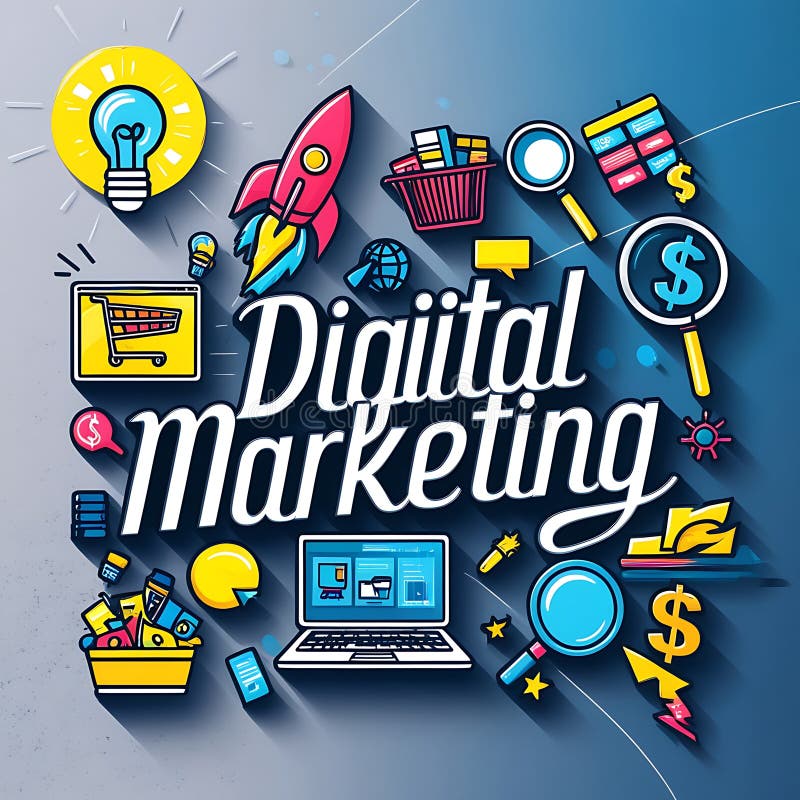 Digital Marketing Success with a Growth Chart Illustration Stock ...