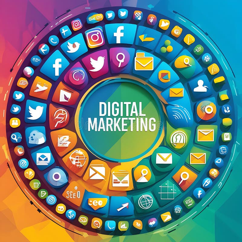 Digital Marketing Success with a Growth Chart Illustration Stock ...