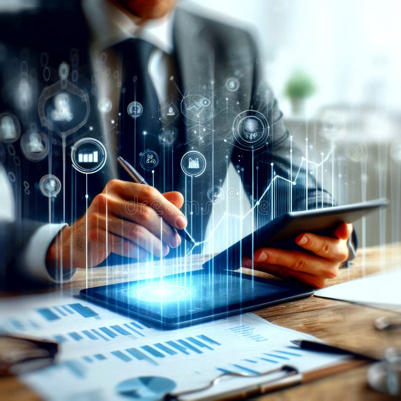 Digital Marketing on Tablets Stock Illustration - Illustration of ...